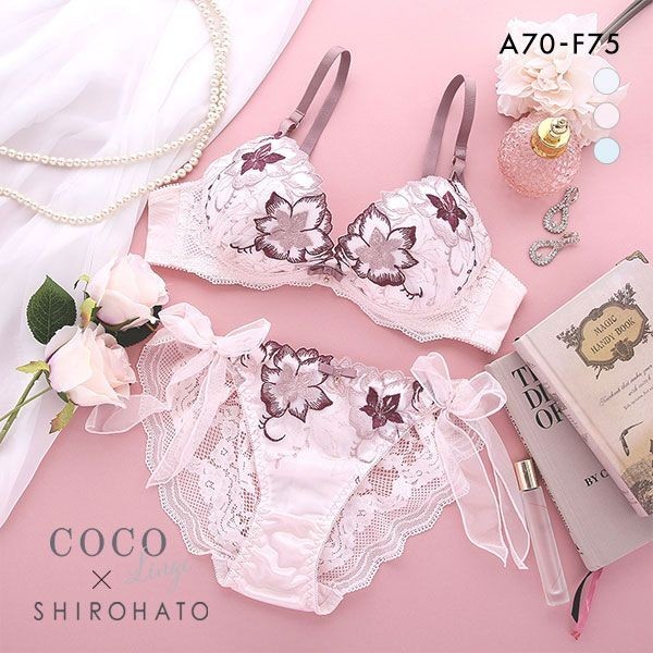 COCO Linge X SHIROHATO shining amaryllis bra panties set (Sizes A-F)(42P327280)(Direct from ...