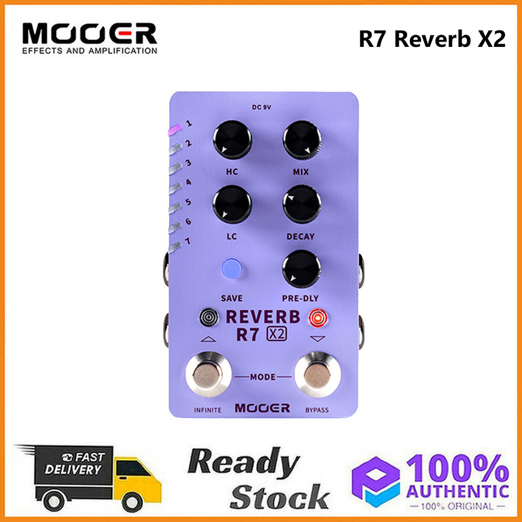 Original MOOER R7 Reverb X2 Pedal 14 Stereo Reverb Effects Atmosphere ...
