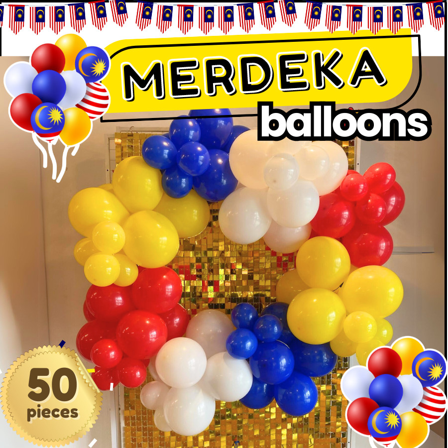 Merdeka Latex Foil Balloons Belon Tema Kebangsaan Theme | Shopee Malaysia