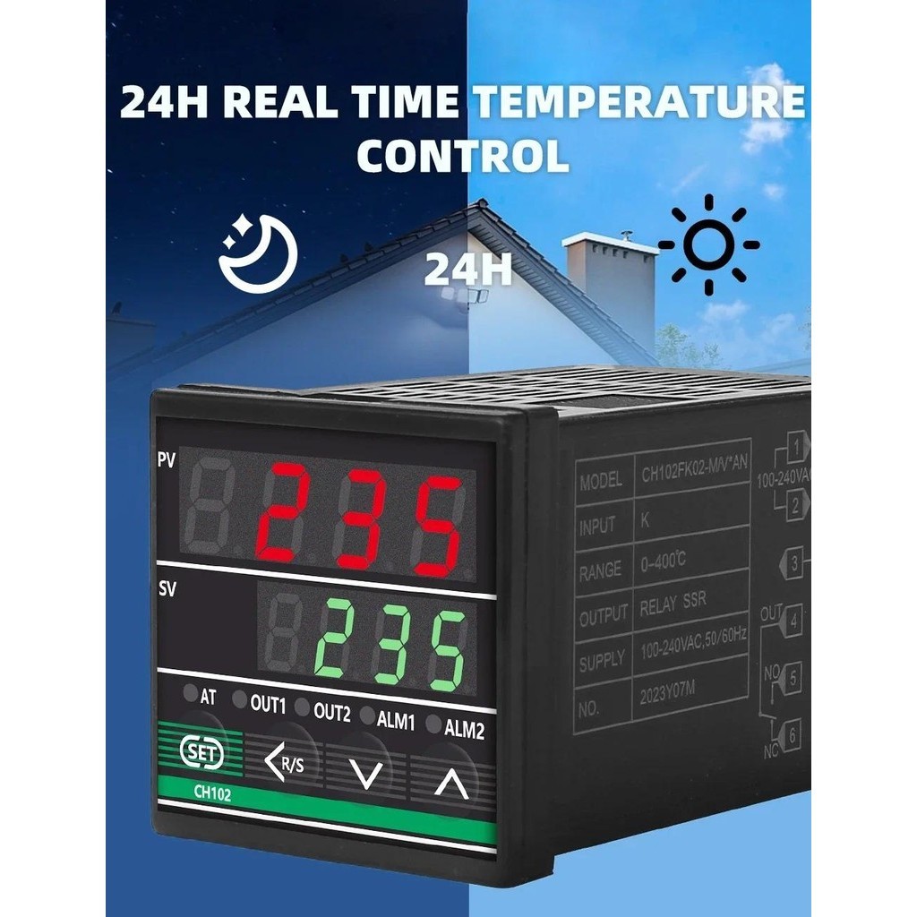 PID Thermostat CH102 CH402 CH702 CH902 Temperature Controller Regulator Dual Output Universal ...