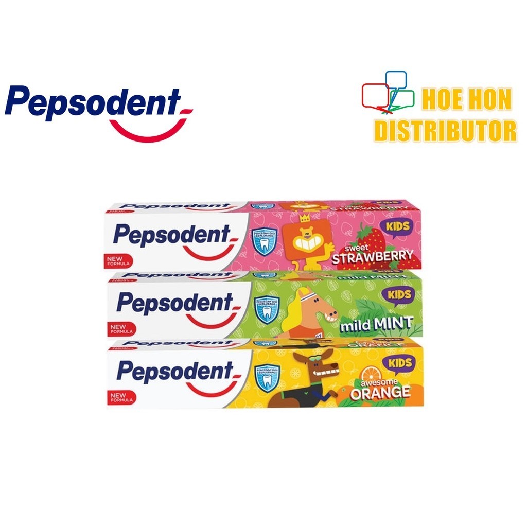 Pepsodent Kids Toothpaste 50g Mild Mint Strawberry Orange Ubat Gigi ...