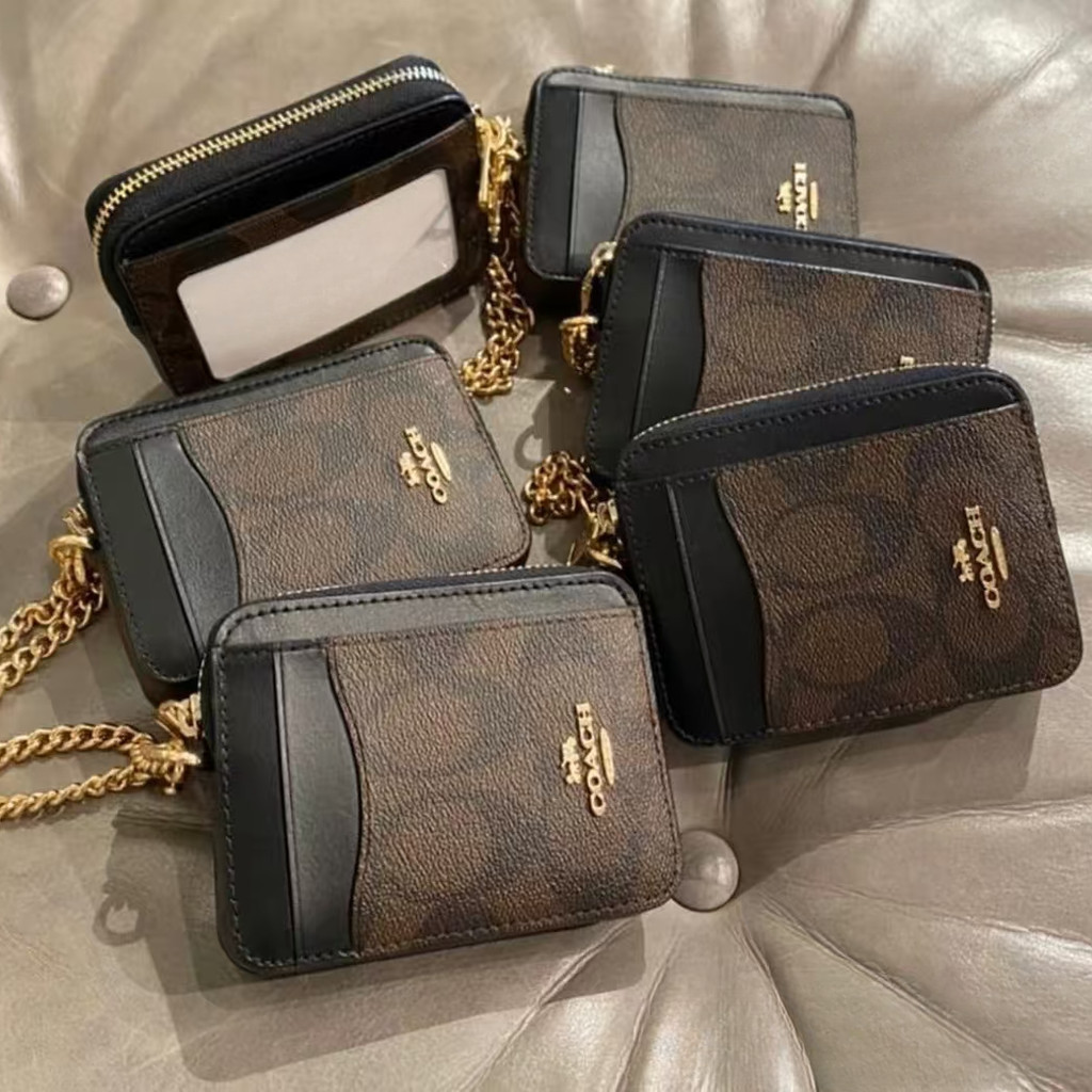 COACH Card Case for Women Zipper Card Holder Wallet Coin Purse Extra ...