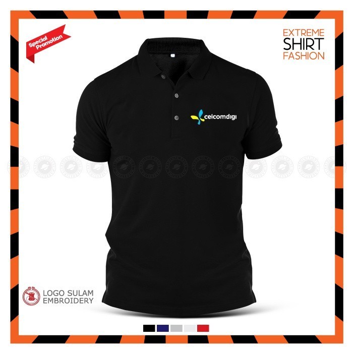 Polo Tee Shirt Cotton CelcomDigi Telco Mobile Phone Baju T-Shirt Collar Murah Lelaki Men Logo ...