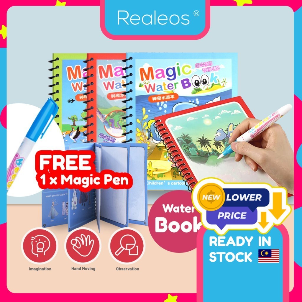 1 Book FREE 1 Magic Pen RealeosWater Book Magic Pen Kids Magic Water ...