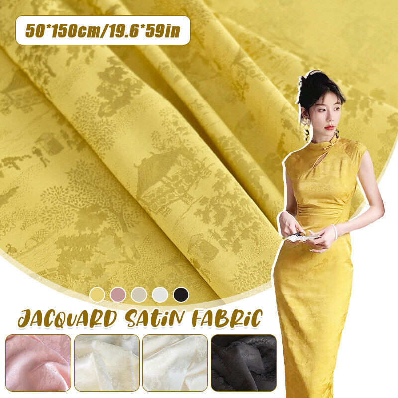 Jacquard Acetic Acid Satin Fabric Texture Retro Ethnic Cheongsam DIY ...