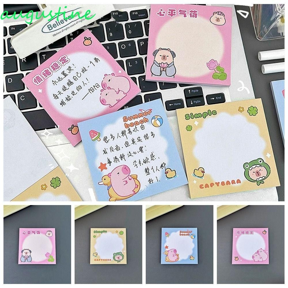 AUGUSTINE 50 Sheets/Pack Capybara Memo Pad, Cute Non-sticky Pink ...