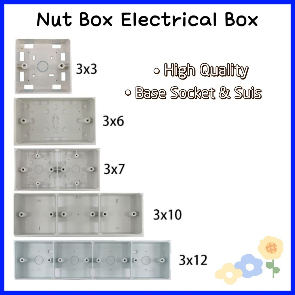 Pvc Nut Box Electrical Box Base Box 3x3 3x7 3x10 | Shopee Malaysia