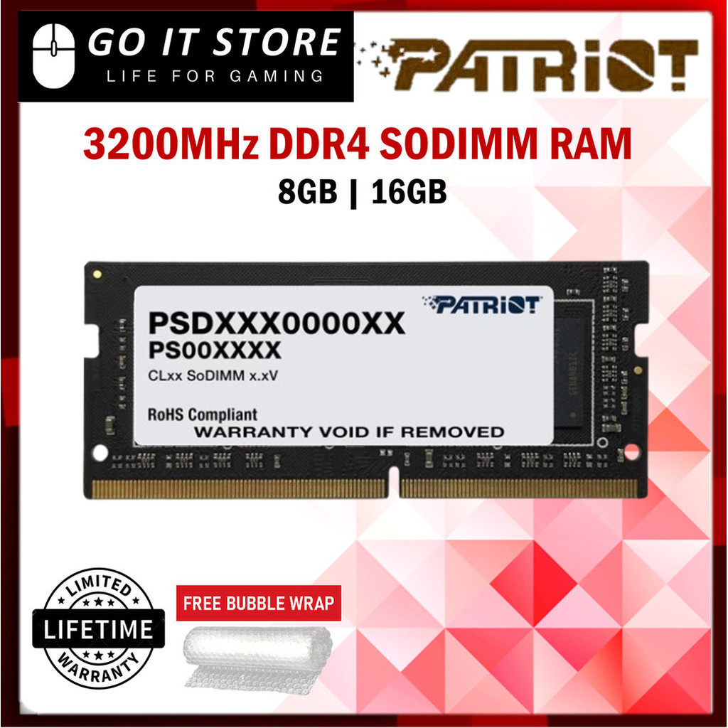 Patriot 8gb 16gb 3200mhz Ddr4 Sodimm Psd48g320081s Psd416g320081s
