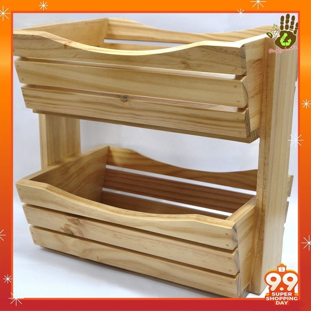 Simply Creative Wooden Fruit Rack - 2 Layers | Shopee Malaysia
