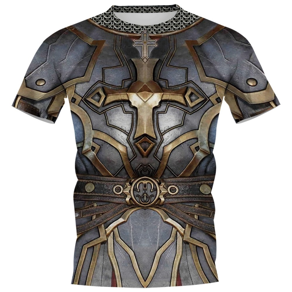 Medieval Armor 3D Printed Warrior Cosplay Men's Summer Vintage Crewneck ...