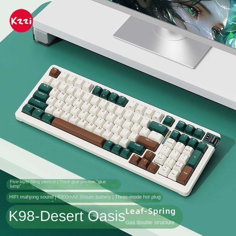 Kzzi KZI K98 Three-Mode Wireless Bluetooth Mechanical Keyboard Girl ...