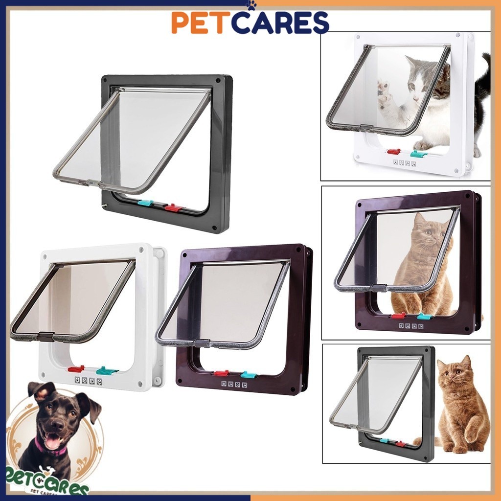 PETCARES 4-Way Locking Pet Door Frame Lockable Dog and Gate Cat Flap ...