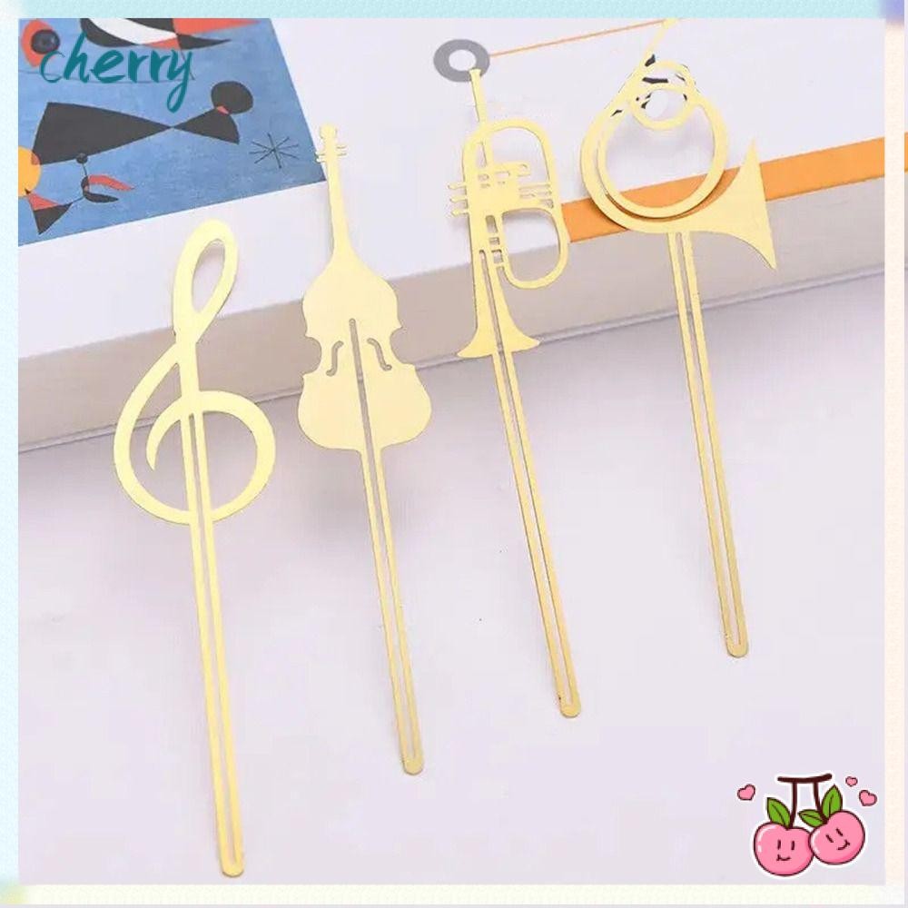 CHERRY Musical Instruments Bookmark, Gold Musical Note Metal Meta Book ...