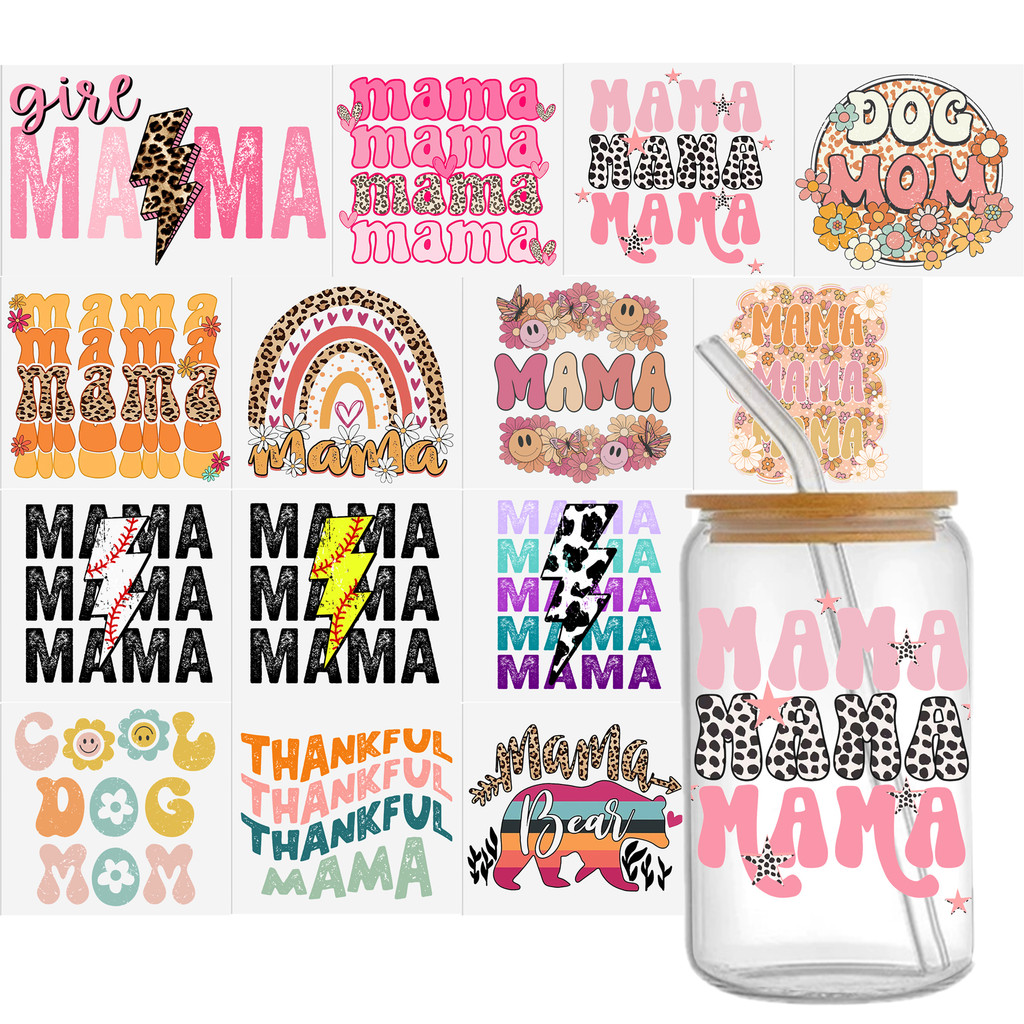 Mama Lightning 16oz DTF Sticker Cups Cool UV Wrap Transfer Sticker ...