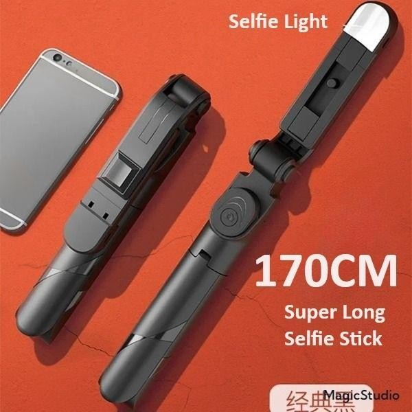 [170cm+LED Light] Selfie Stick Tripod Mobile Phone Holder Monopod ...