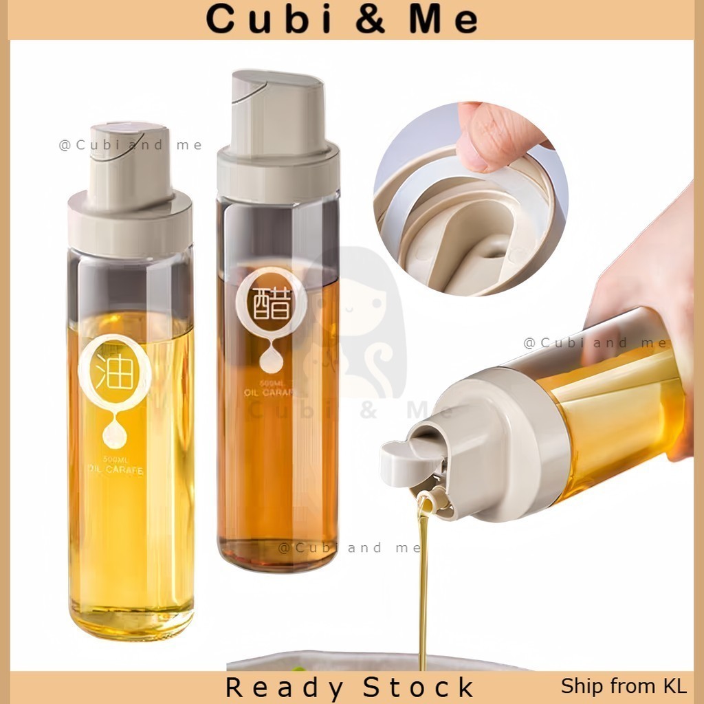 C&M 500ML Glass Oil Pot Kitchen Automatic Opening & Closing Oil Bottle Flavor Sauce Vinegar Pot ...