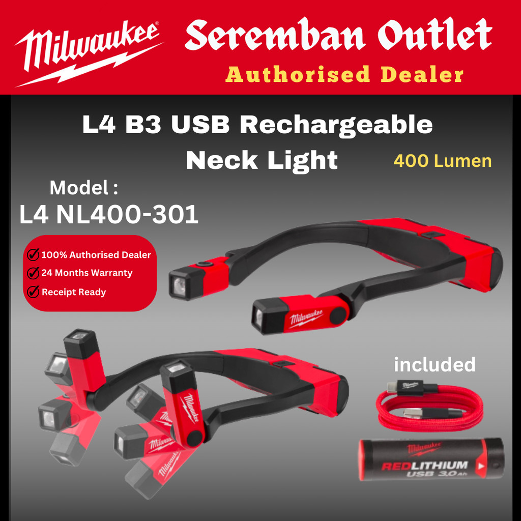 Milwaukee Neck Light 400 Lumen / L4 NL400 / Lampu Leher / Torch Light ...