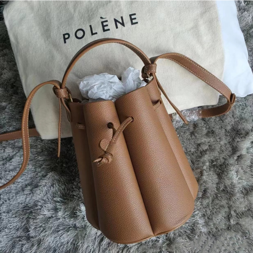 Polene Messenger Bag Number Eight Petal Bag Genuine Leather Bucket Bag ...