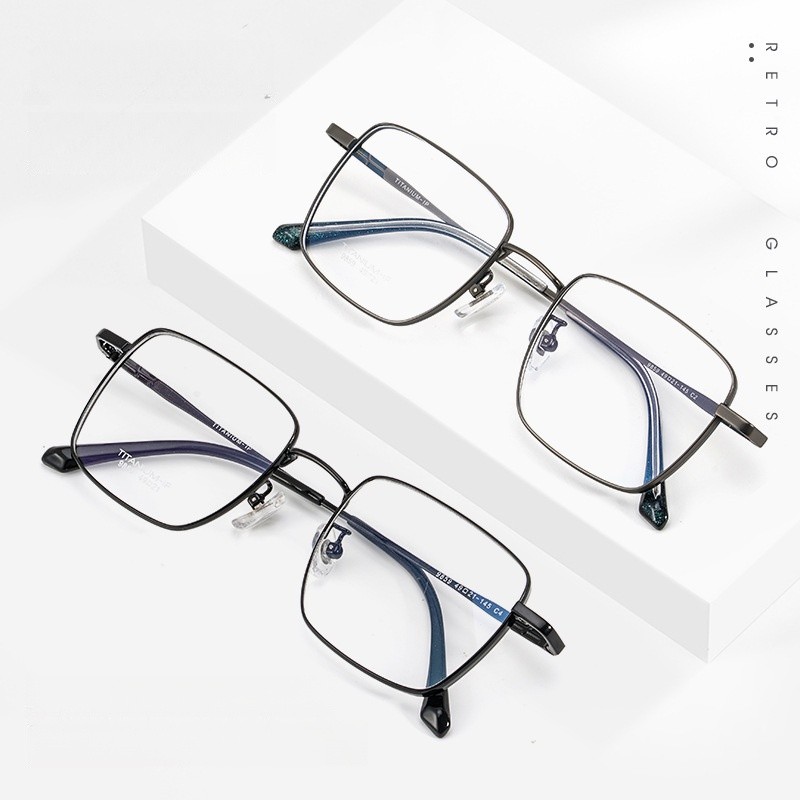 Vintage Titanium Eyeglasses Men Woman Business Spectacles Light Square ...