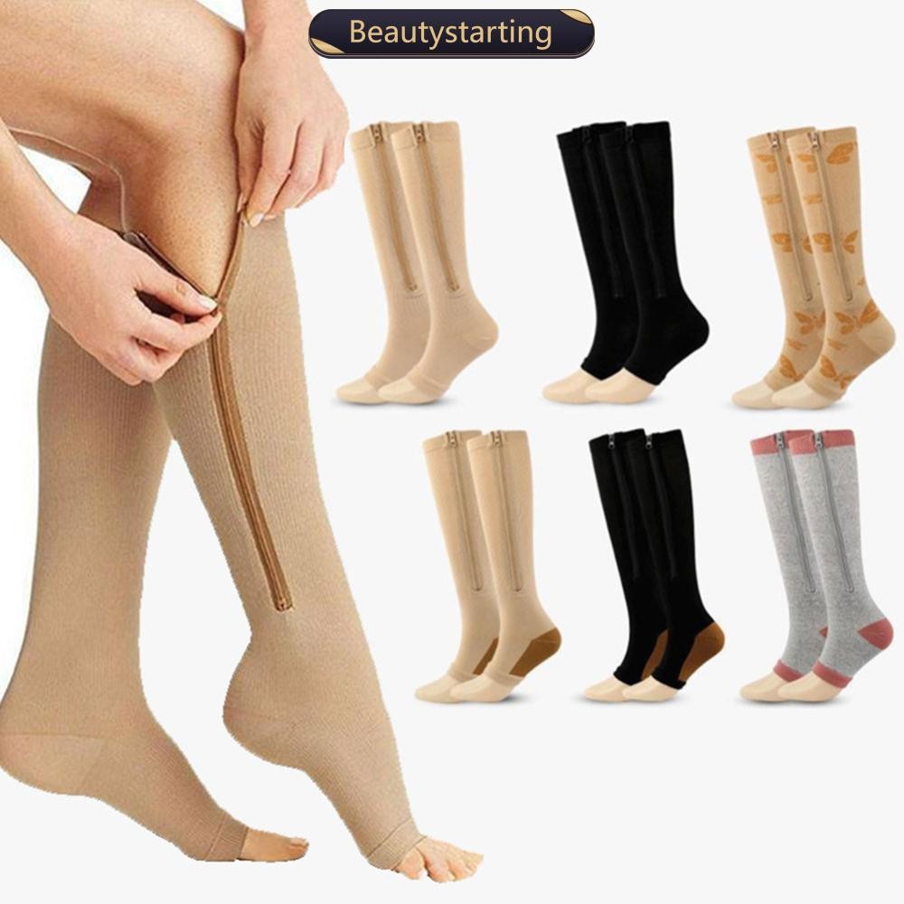 BEAUTYSTARTING Compression Zip Sox Socks Stretchy Leg Support Zipper ...