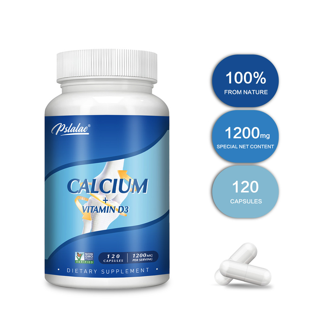 Pslalae Calcium 1200 mg with Vitamin D3 | Non-GMO, Gluten-Free ...