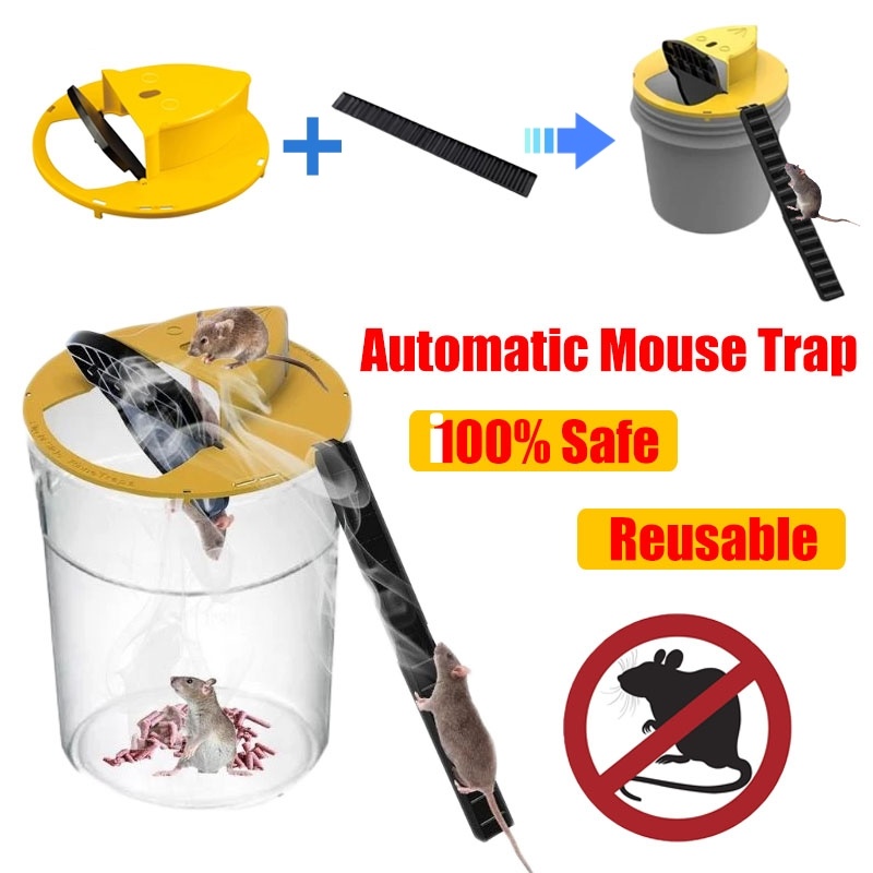Quick Effective Automatic Mouse Trap Slide Bucket Lid Mouse Rat Trap ...