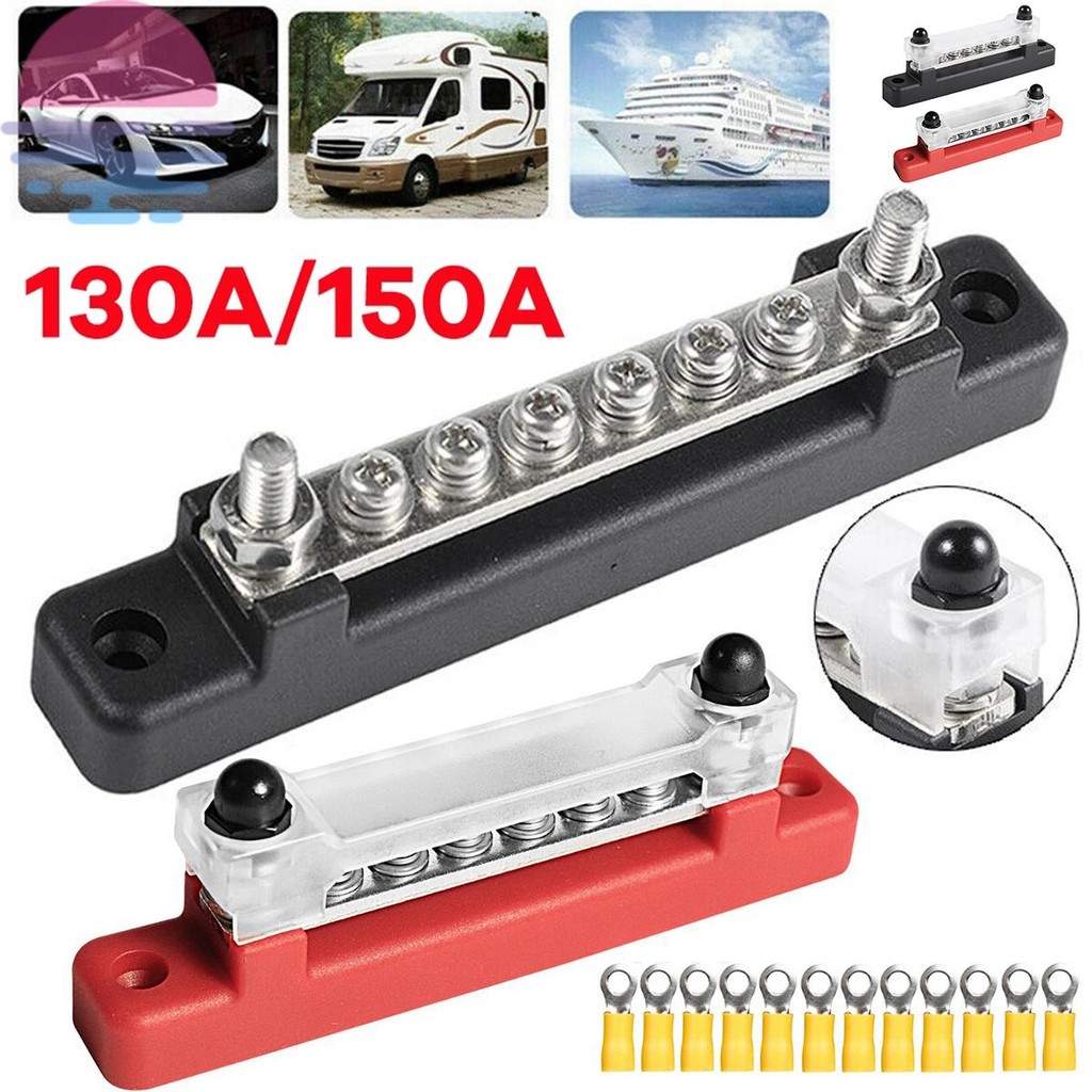 6 Way Bus Bar Terminal Block 300V AC/48V DC 130A AC/150A DC Power ...