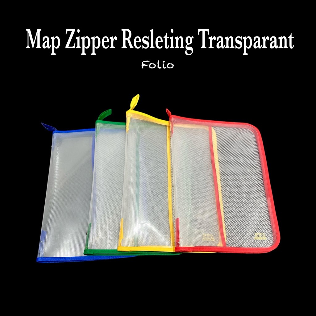 Transparent Mesh Zipper Folder / F4 Folio Document Bag (Pcs) | Shopee ...