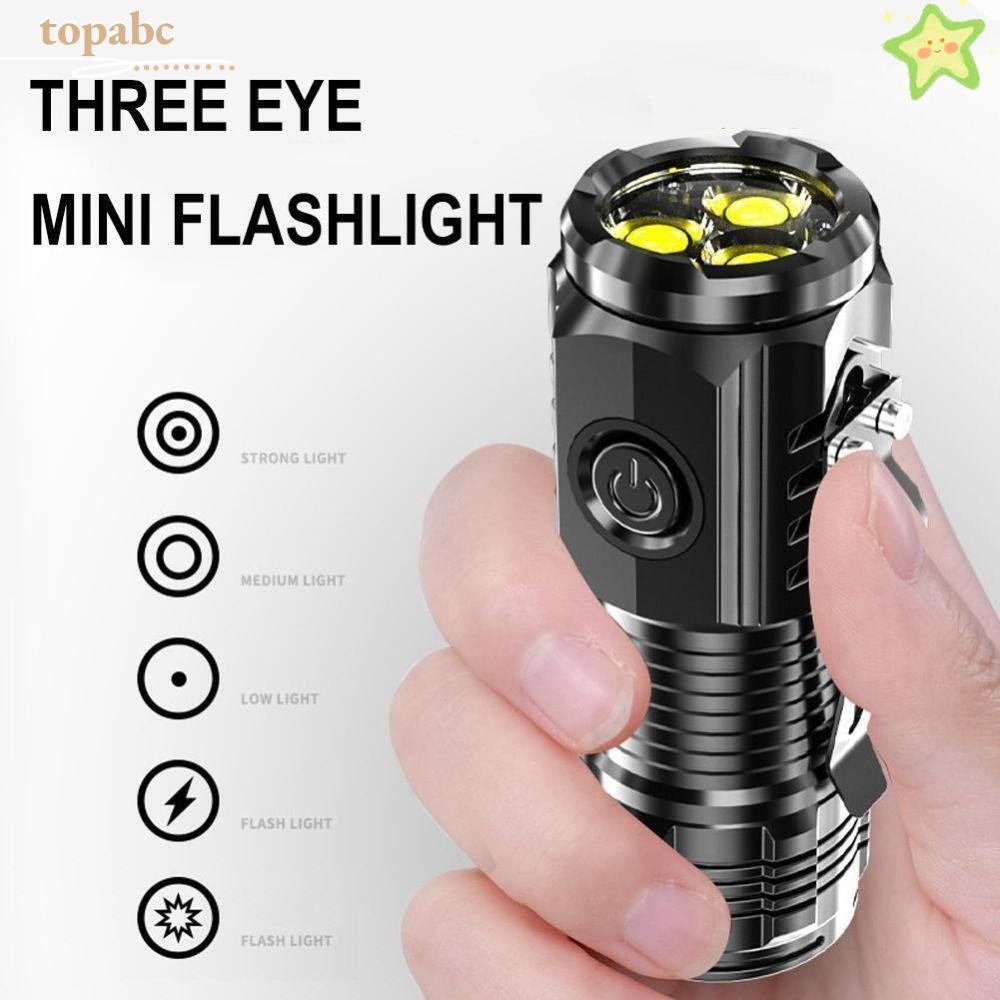 TOPABC Mini Flashlight, 5 Gear Three Eyed Thumb Flashlight, ABS Super ...