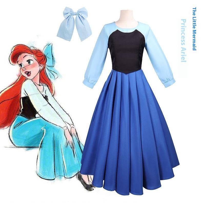 The Little Mermaid Costume Ariel One-Piece Long Dress Sea Daughter ...