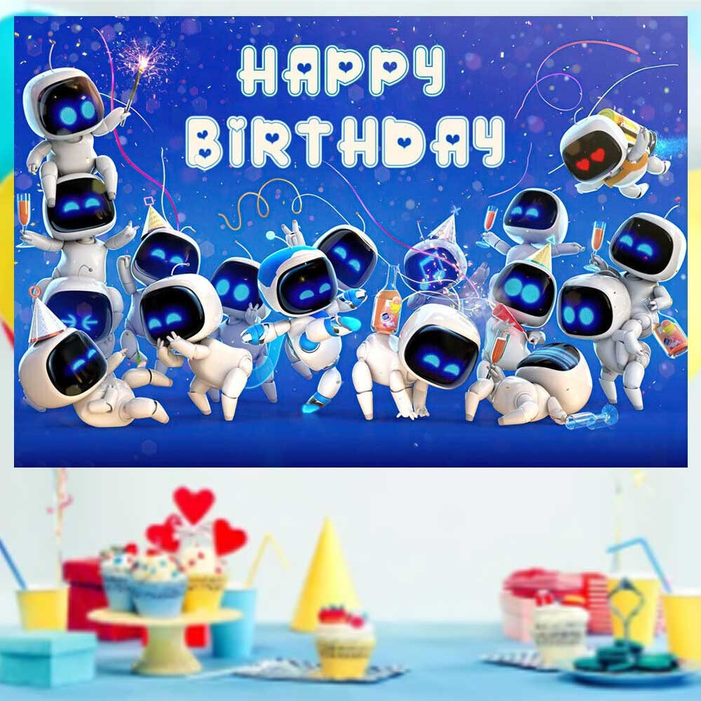 Astro Bot Happy Birthday Banner Backdrop Background Party Decoration ...