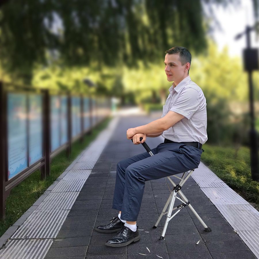 Walking Stick Chair Hemeide folding cane chair Automatic crutch chair ...