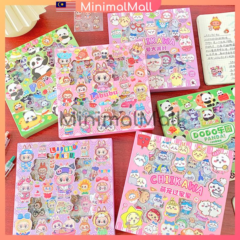 100PCS Labubu The Monster Non-Repeat Adhesive Stickers Cute Decorative ...