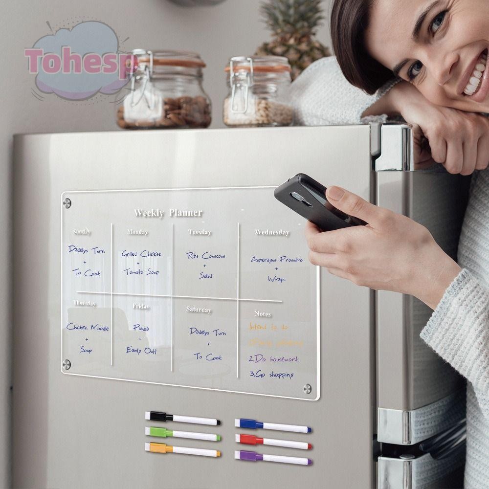 TOHESP Drawing Board for Fridge, Schedule Board Magnetic Acrylic ...