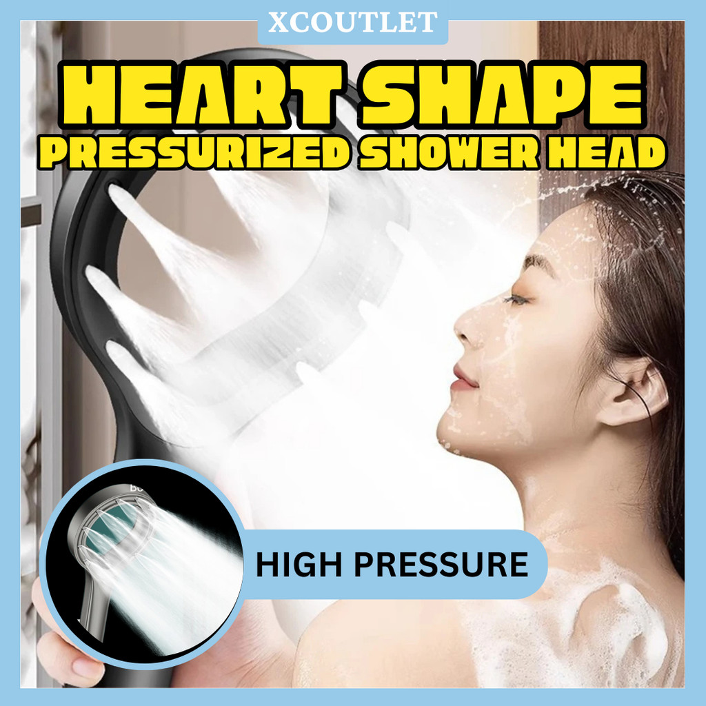 Shower Head w/ Heart Ring High Pressure Spray Booster Shower Head ...