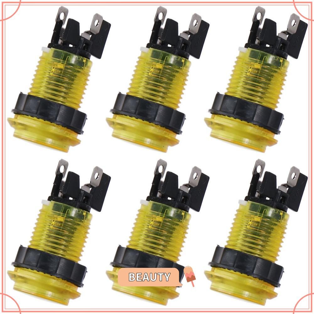 BEAUTYONE 6pcs Push Button Switch, LED Illuminated Round Game Push Button, Practical 12V Micro ...