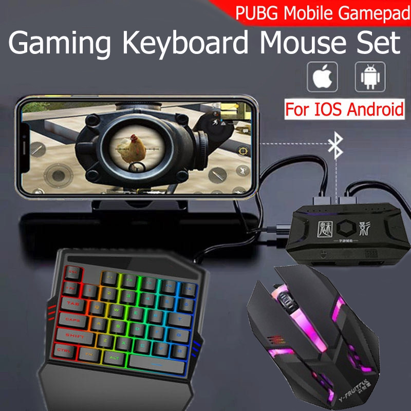 Mobile Controller Gaming Keyboard Mouse Converter PUBG gaming Mice Backlit Portable Game ...