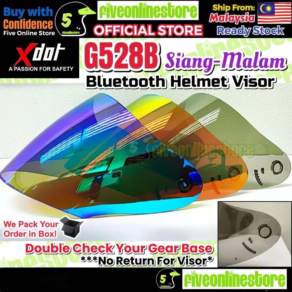 XDOT G528 B-Series Helmet Visor Tinted Rainbow Revo G528B / G528C Open ...