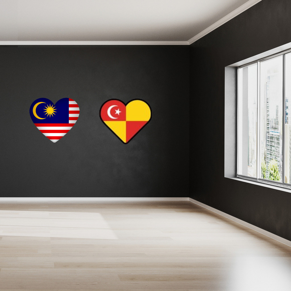 Bendera Malaysia & Negeri bentuk LOVE tahan hujan panas aksesori pegang ...