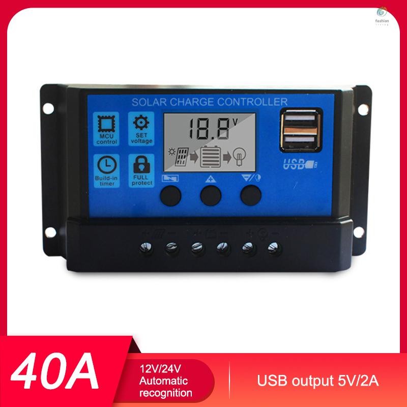 40A Solar Charge Controller 12V/24V Automatic Identification LED ...
