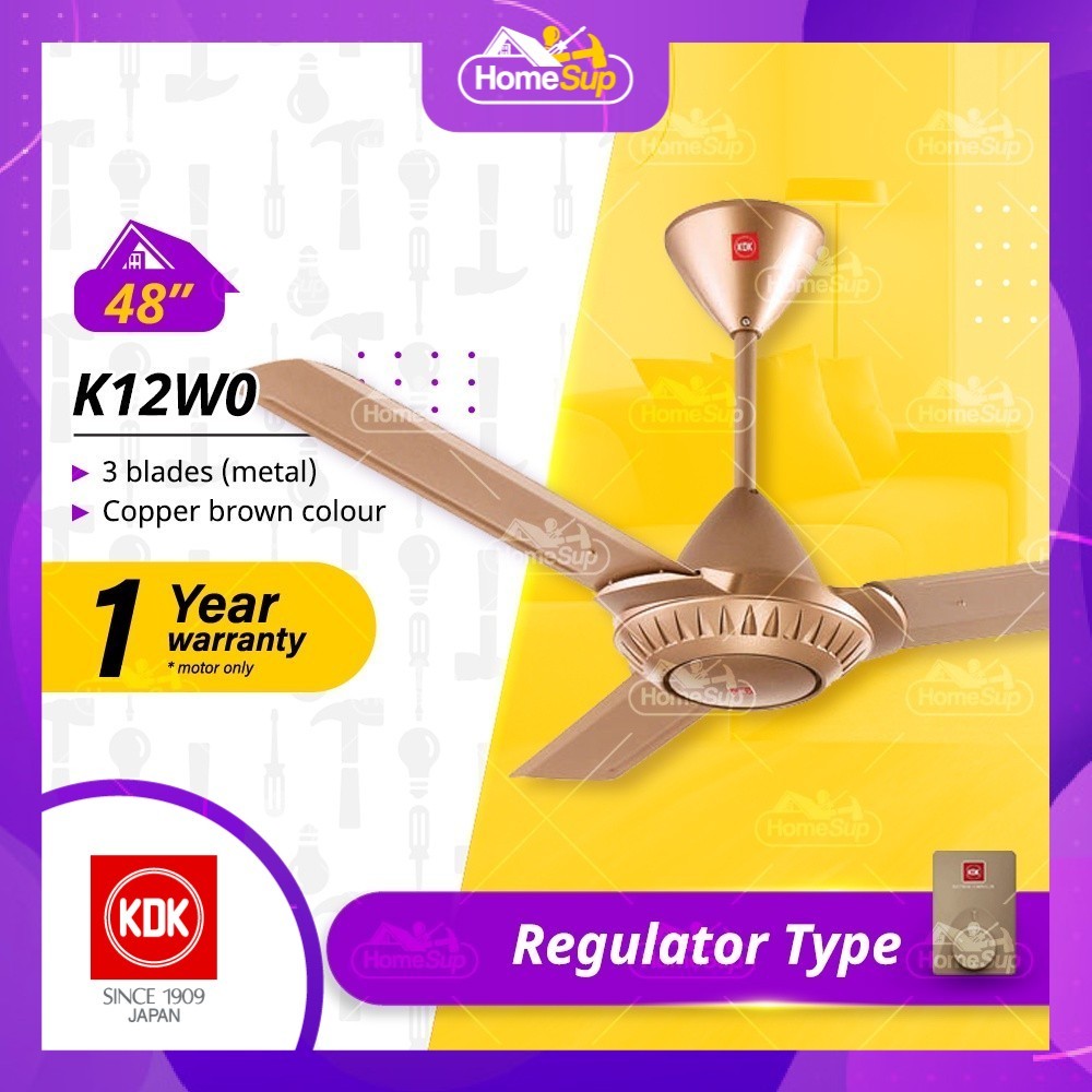 KDK K12w0 Ceiling Fan – 48 Inch Metal Blade, Regulator, Copper Brown (1 ...
