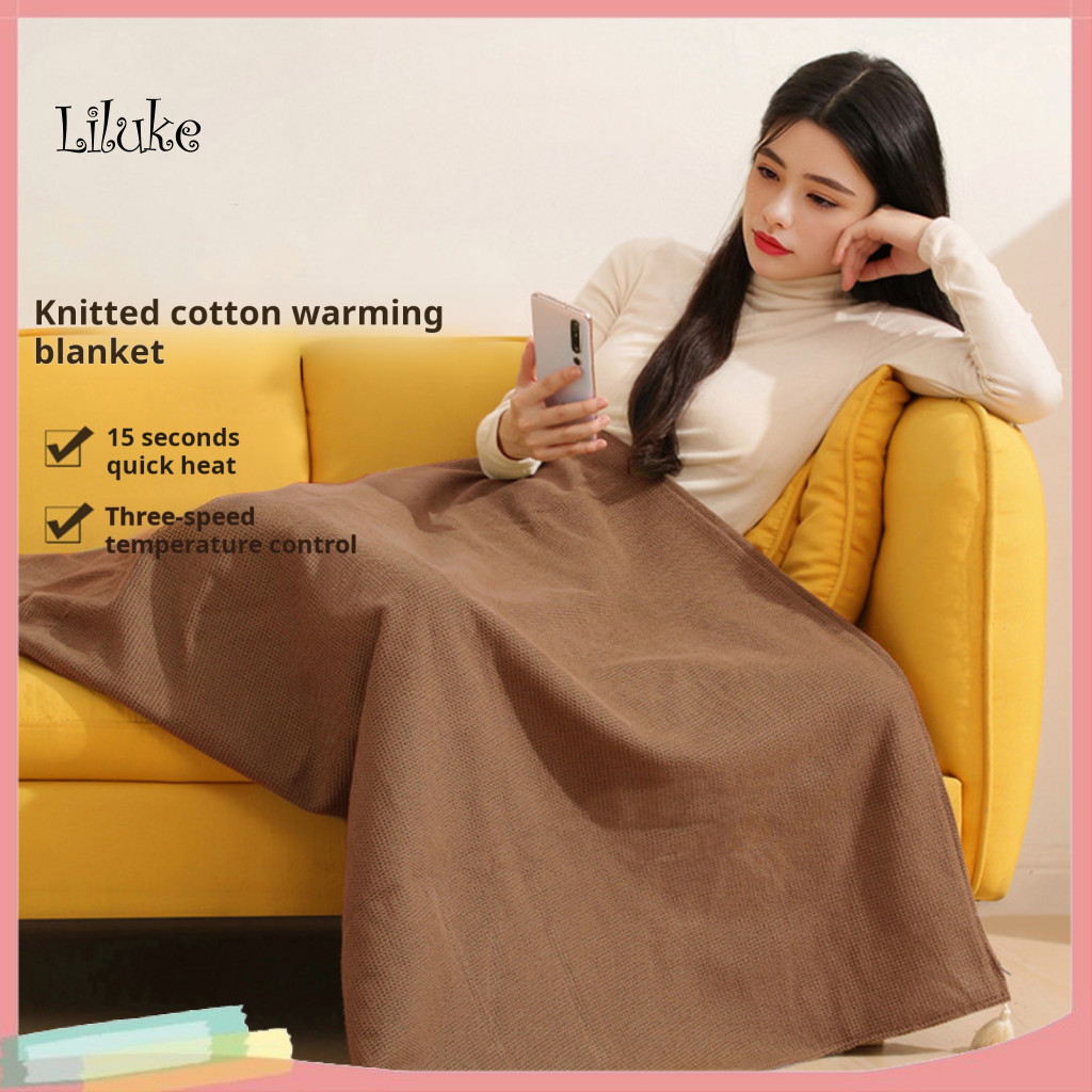 LK Heated Blanket with Front Zipper Soft Polyester Fiber Poncho Usb ...