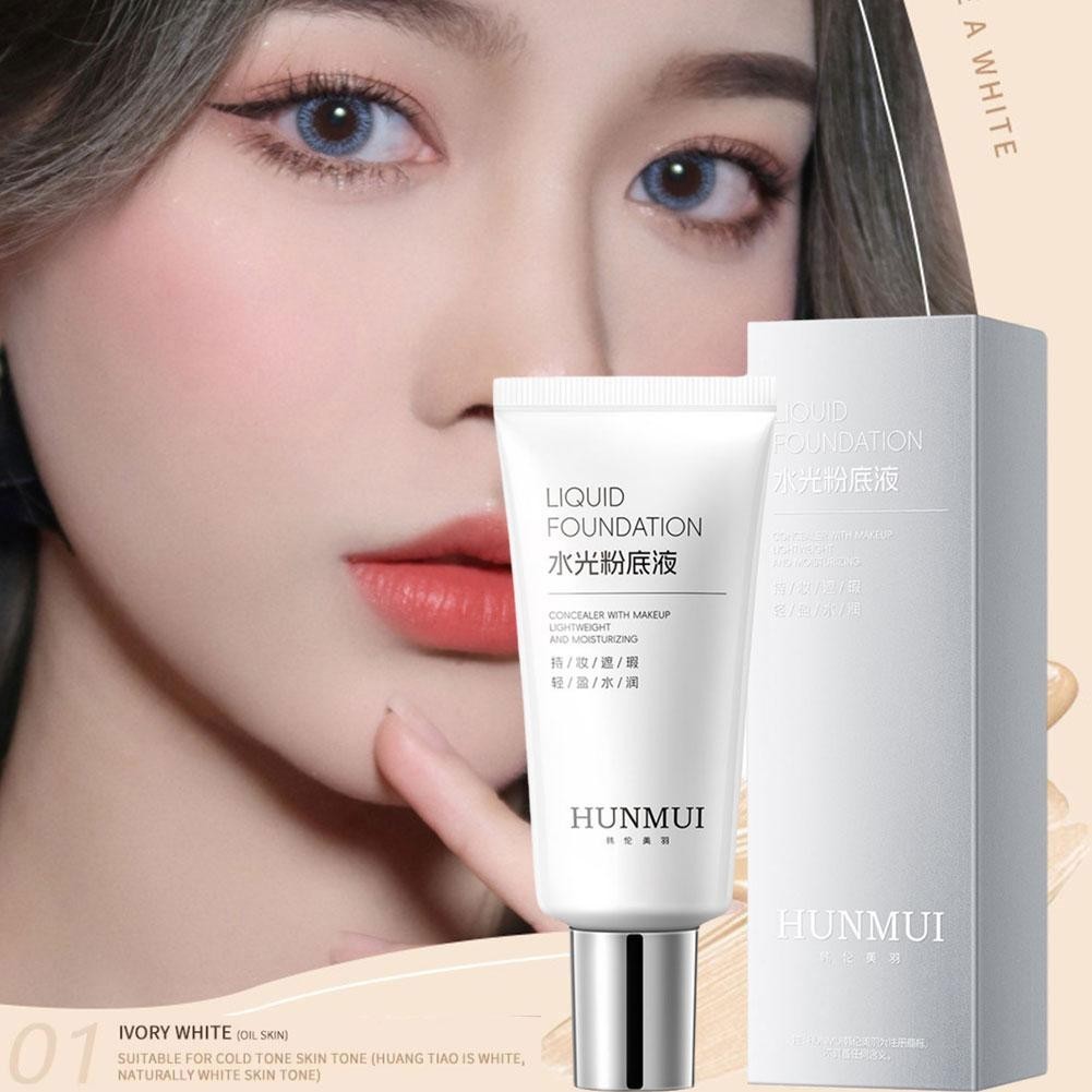 HUNMUI Water Gloss Liquid Foundation Moisturize Face Modifies Skin Tone ...