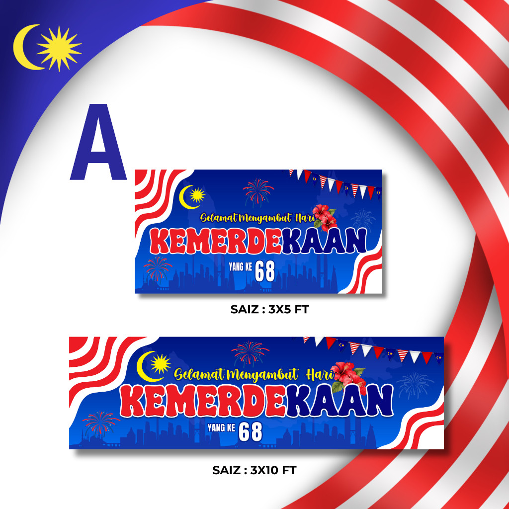 Banner sepanduk Malaysia Merdeka streamer bunting sambutan Merdeka hari ...