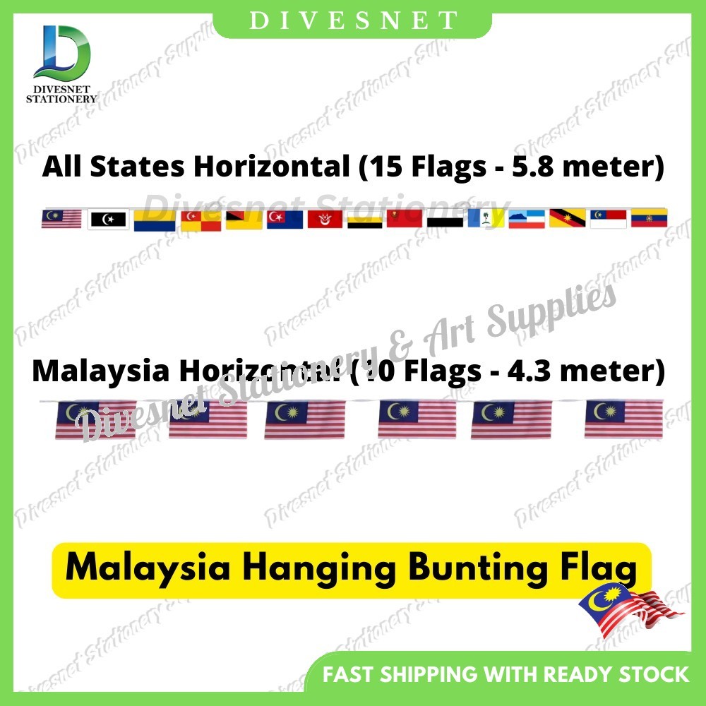 Malaysia Flag Line Hanging Bunting Flag State Flag Bendera Malaysia ...