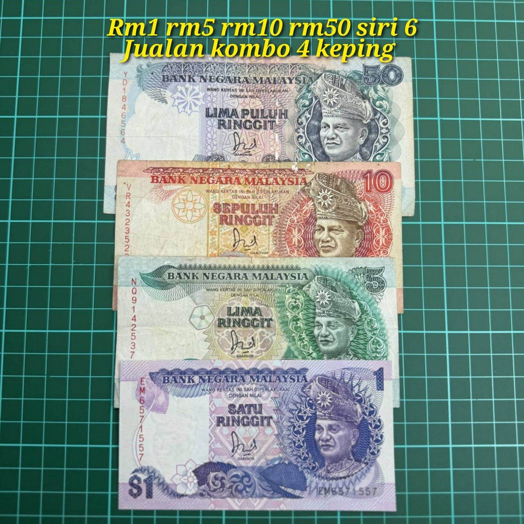 A554 rm1 rm5 rm10 rm50 Jualan kombo 4 keping duit kertas lama duit lama ...