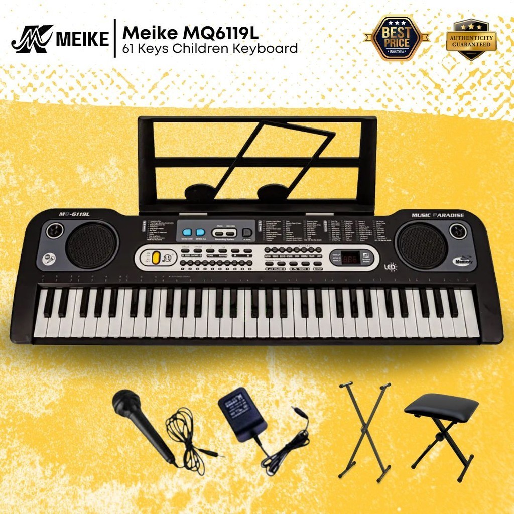 MEIKE 61 Keys Electronic Learning Keyboard with Lighting Keys ( MQ6119L ...