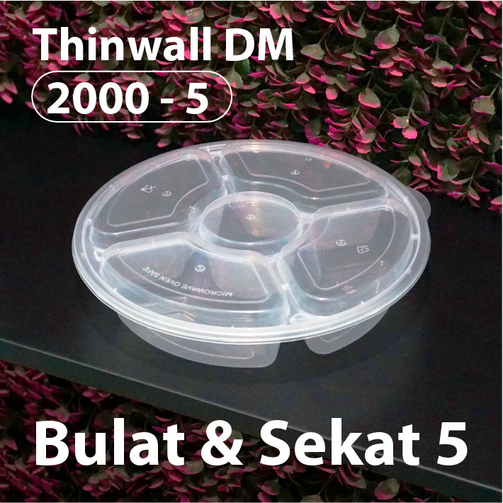 Thinwall DM Round 2000 ml 5 compartments - Partition Food Box Container ...