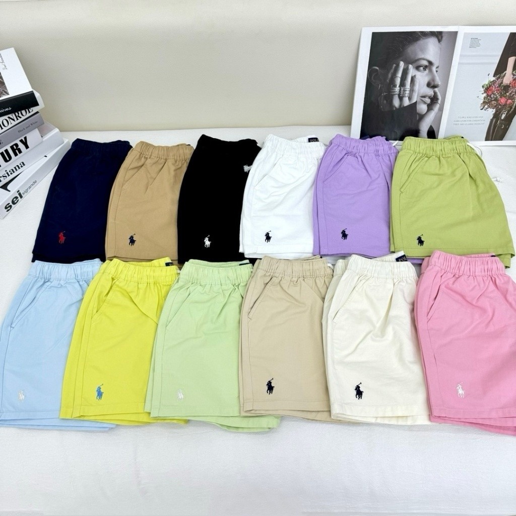 RL Pony label embroidered casual chino drawstring shorts Summer women's ...