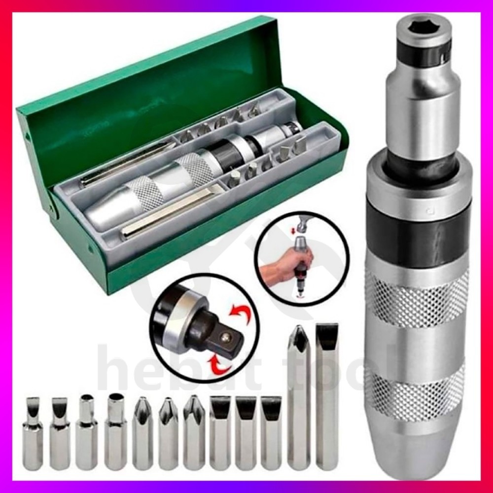 1/2" Manual Impact Driver Reversible Drive Bit Set Portable Automotive ...